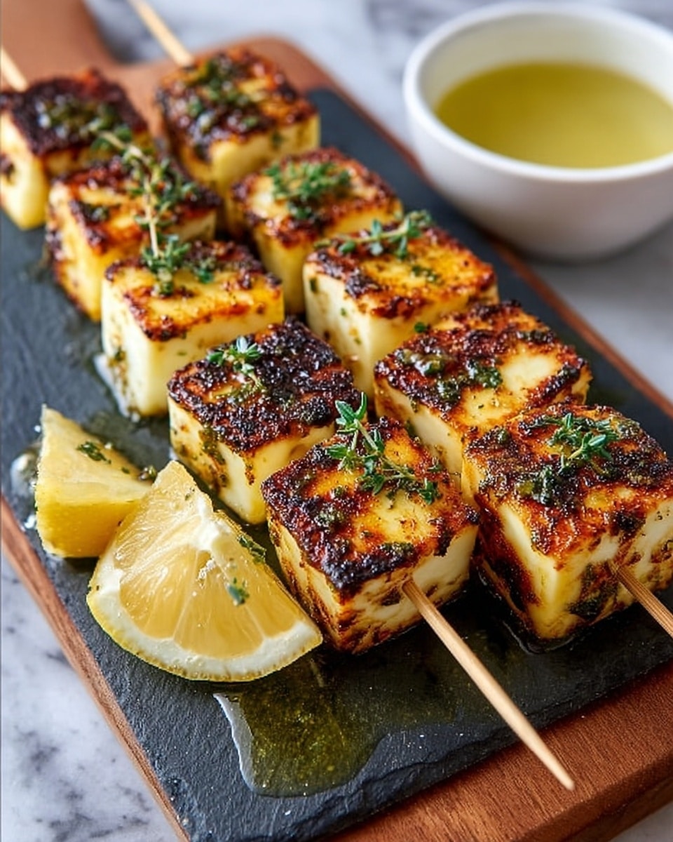 Grilled Halloumi Skewers with Lemon and Thyme | Perfect Veggie BBQ